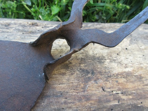 VTG OLD ANTIQUE HAND FORGED WROUGHT PRIMITIVE GRUB HOE MATTOCK FORK ...