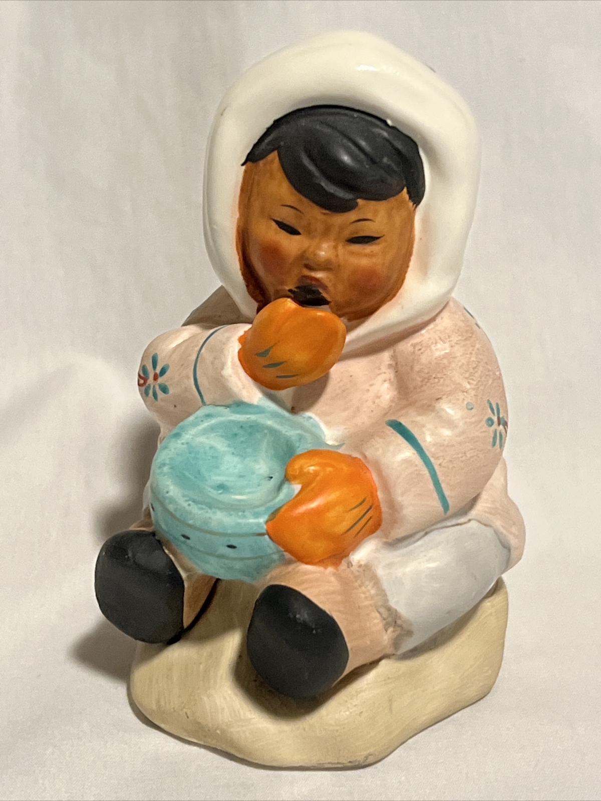 Eskimo Inuit Ceramic Child Eating Parka Mittens Made in Japan | eBay