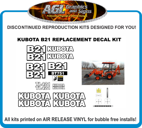 KUBOTA B21 TL421 Tractor Replacement Decal Set TL 421 BT751 | eBay