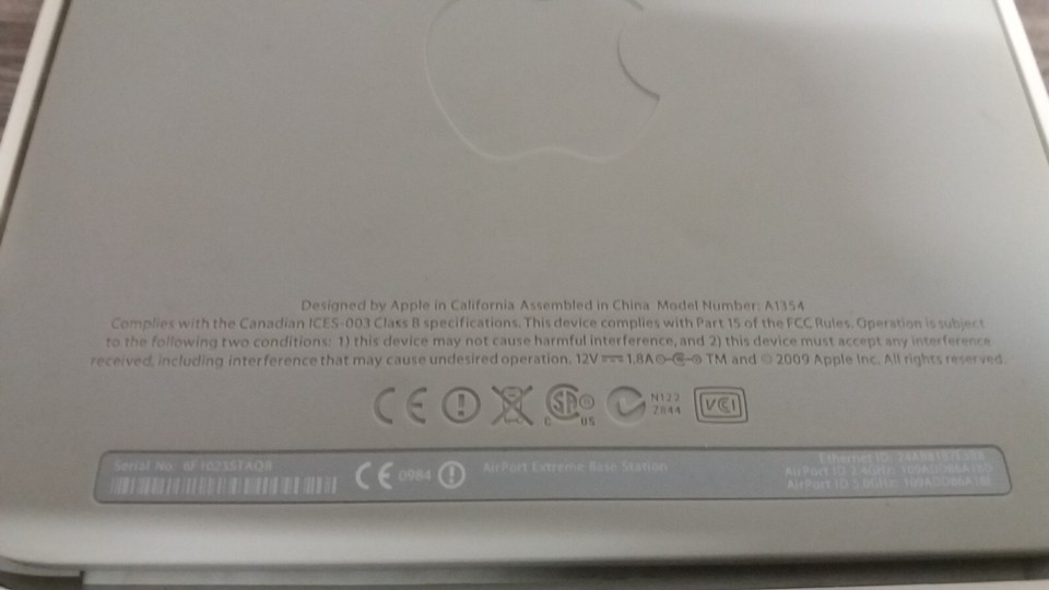 Apple Mac Airport Extreme Base Station A1354 Router mit Netzteil #L64 ...