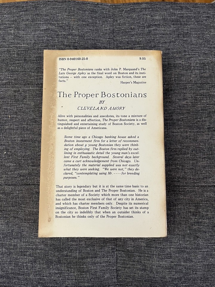 The Proper Bostonians by Cleveland Amory (1984, Trade Paperback ...