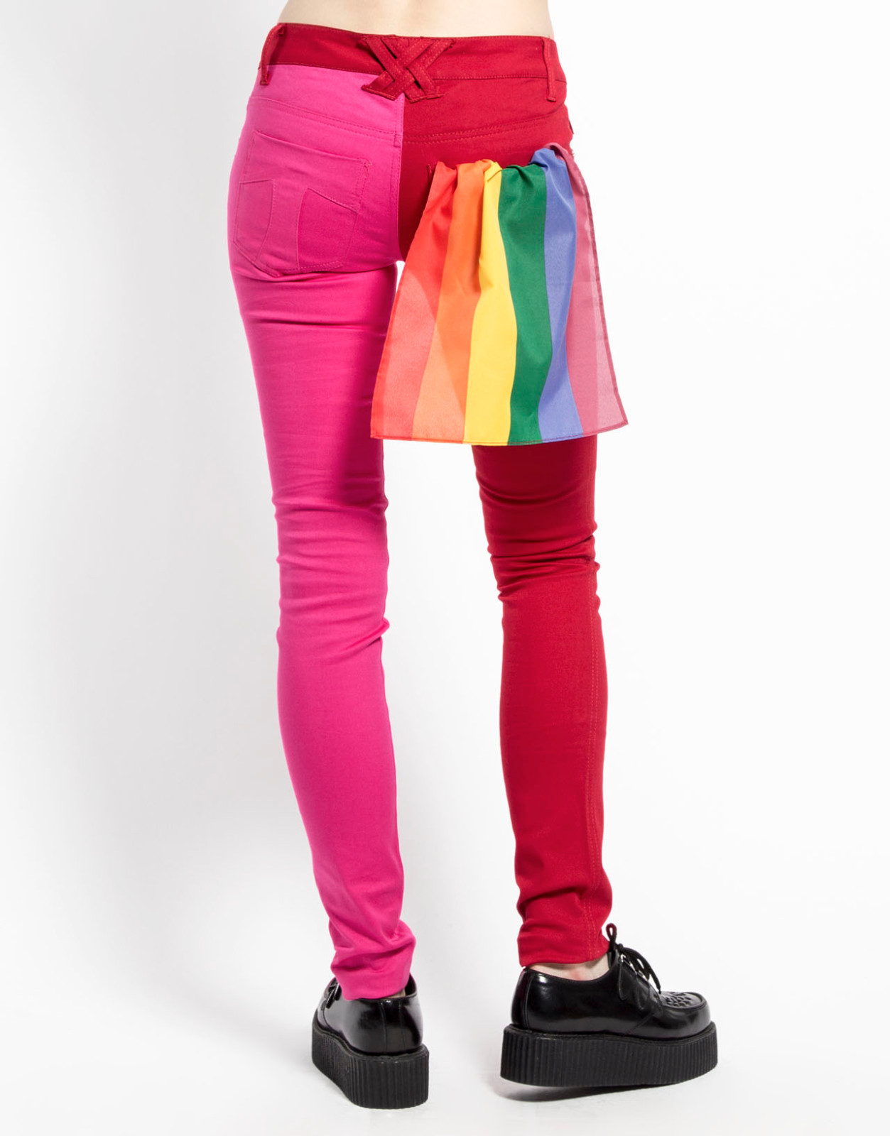 TRIPP RED PINK SPLIT LEG PANTS PUNK ROCKER JEANS SLIM SKINNY RAVE ...