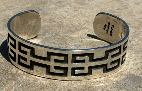 Vintage Mexico Sterling Silver Aztec Tribal Design Cuff Bracelet - 37 ...