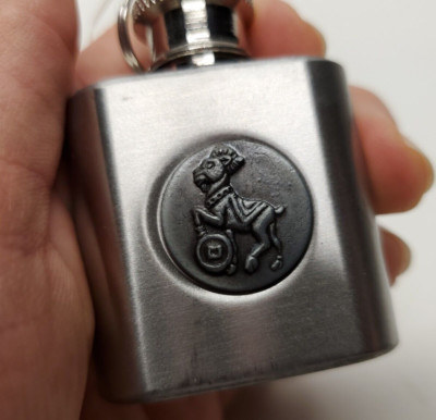 Mini Flask Keychain Hip Liquor Screw Cap Whisky Ram Buck Stainless ...