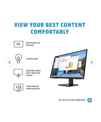 HP P27H G4 27" IPS FHD 60Hz Monitor 5ms Height/Tilt, VGA, HDMI ...