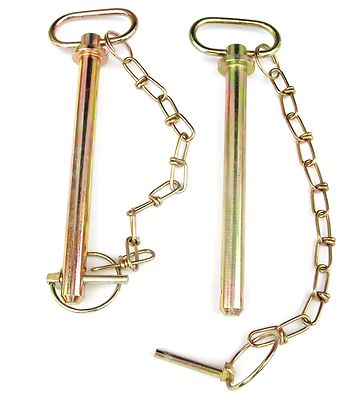 2 GOLIATH INDUSTRIAL 5/8" TRACTOR PINS SAFETY CHAIN WAGON TRAILER HITCH ...