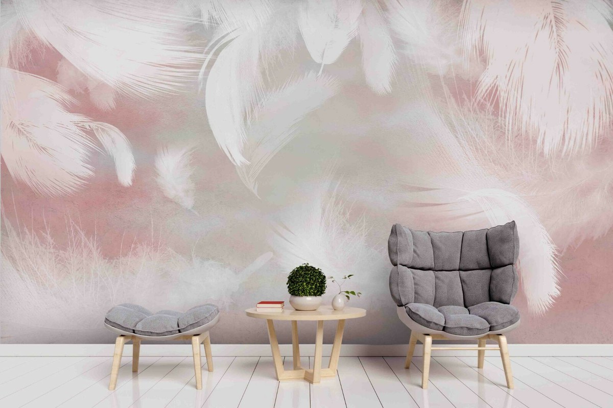 White Feather Textured Wallpaper