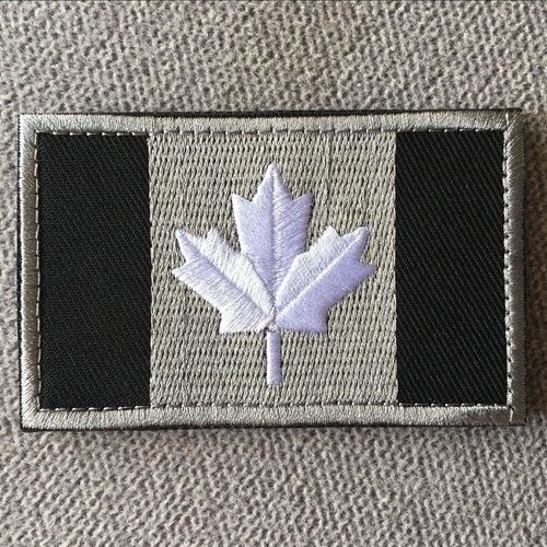 Embroidered Canada Canadian Flag Tactical Hook Loop Patch Badge Grey | eBay