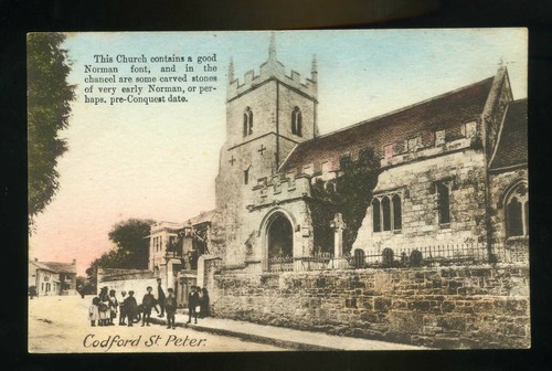 CODFORD ST Peter Wiltshire The Church with people / Historic Note ...