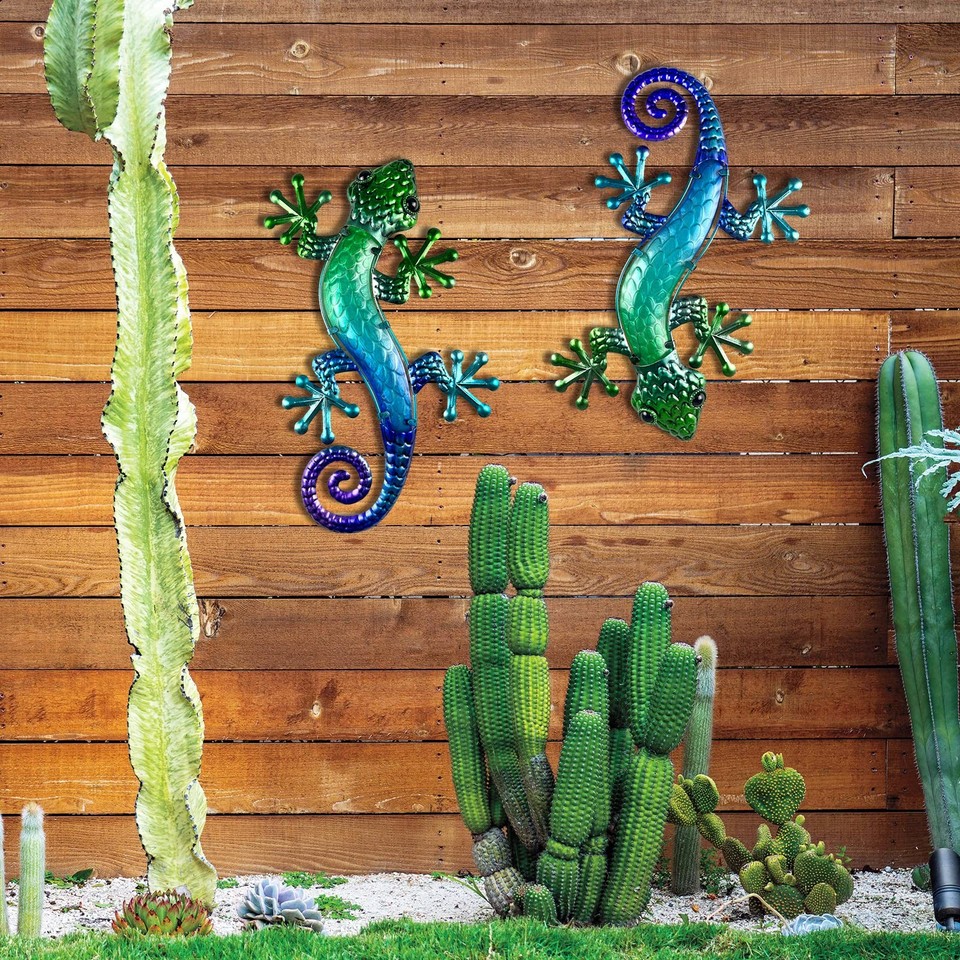 Metal Gecko Wall Art 15 Inch Lizard Outdoor Decor Lizards Garden ...