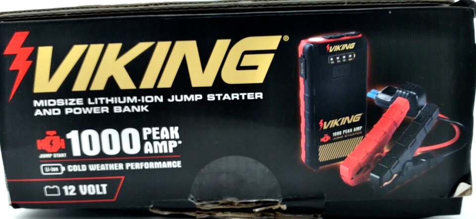 Viking 1000 Peak Amp 12000mAh 12V Portable Lithium Ion Jump Starter ...