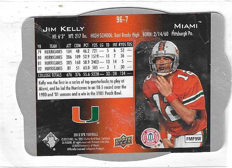 Jim Kelly (HOF) Insert Die Cut 1996 Design U.D. SPx 2013 (B461) | eBay