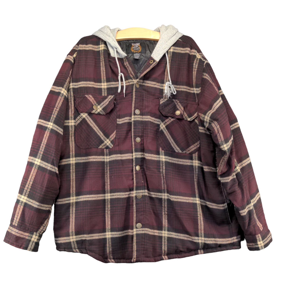 Victory Rugged Wear Men's Quilted Lined Hooded Shirt Jacket Victory Rugged Wear Men's Quilted Lined Hooded Shirt Jacket