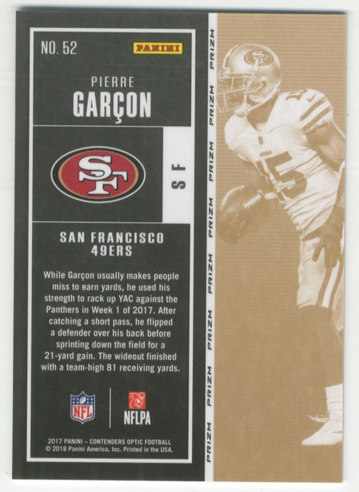 2017 Panini Contenders Optic Football Card #52 Pierre Garcon | eBay