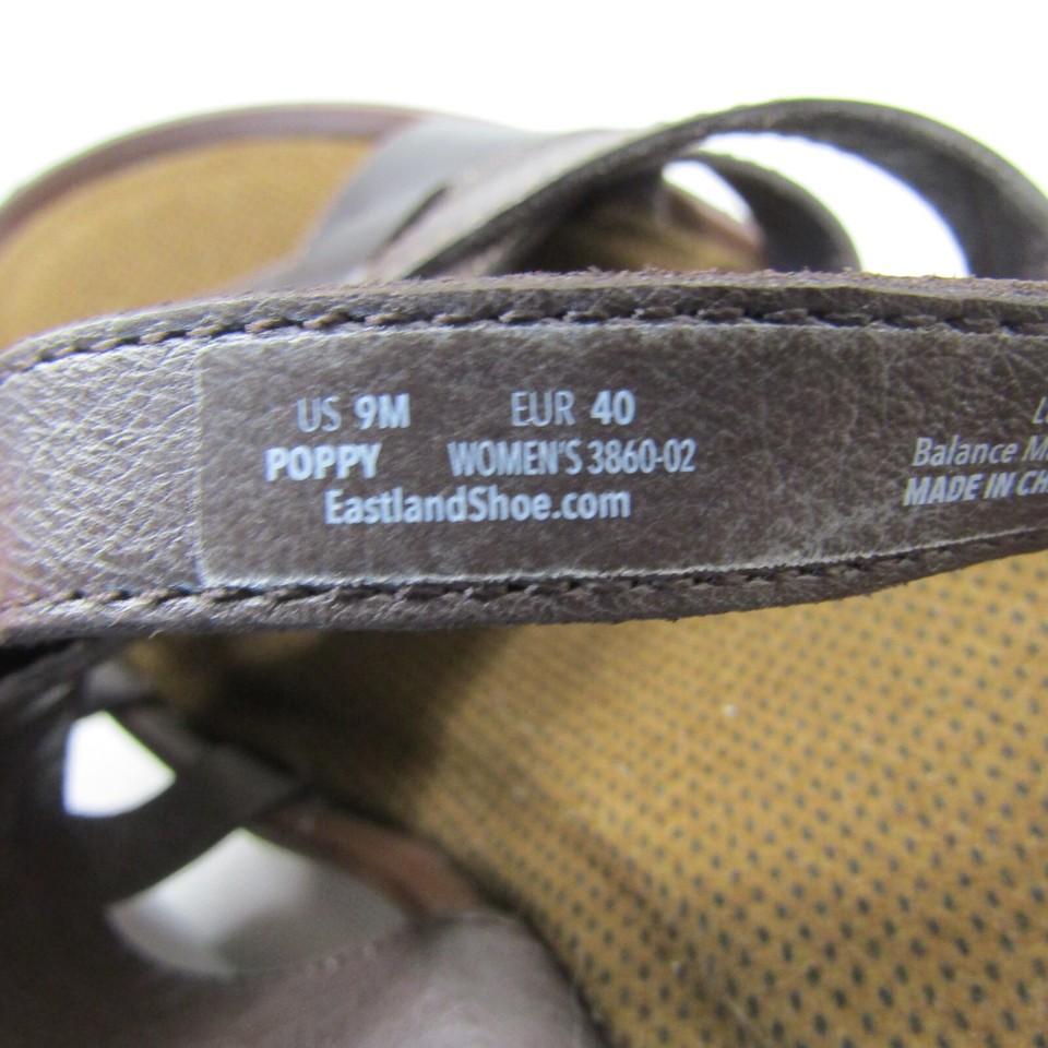 Eastland Poppy Slide Sandals Womens size 9 Brown Leather upper Wedge ...