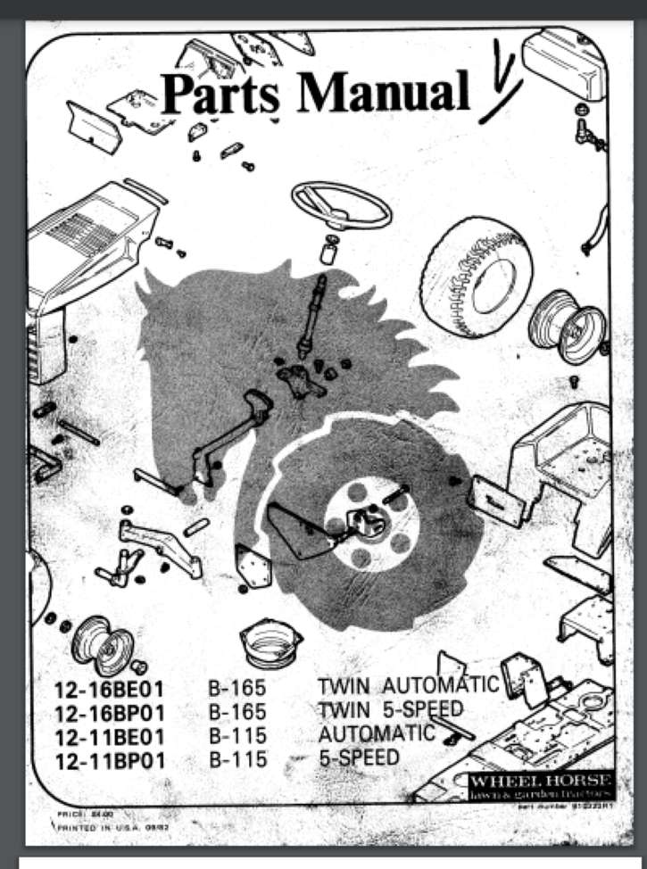 Wheel Horse B-115 - B-165 tractor parts lists 44 pages for year 1982 | eBay