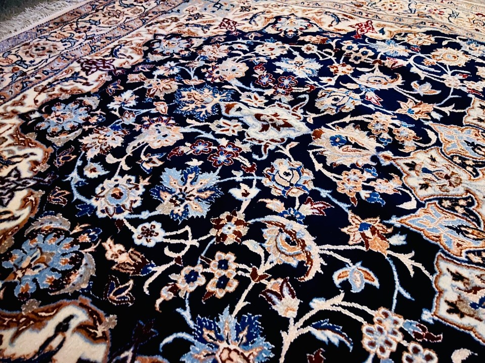 Nain habibyan with signature hand made rug silk and wool antique rug ...