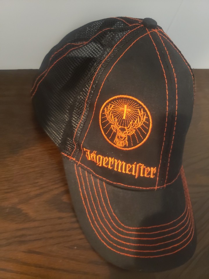 Jagermeister Black Trucker Mesh Back Hat Orange Logo Adjustable ...