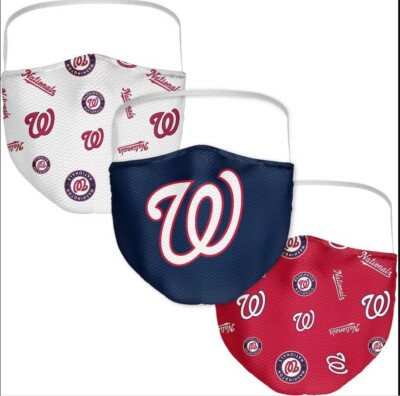 3 Washington Nationals Fanatics Adult All Over Logo Face Covering Mask ...