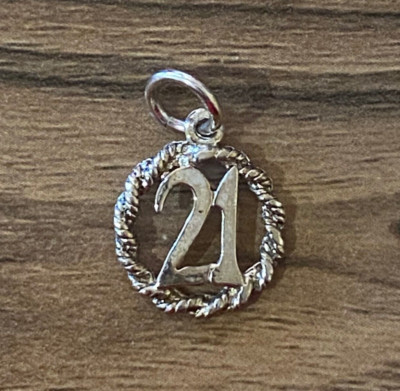 NEW Sterling Silver Number 21 in Circle Pendant Birthday Number 21st ...
