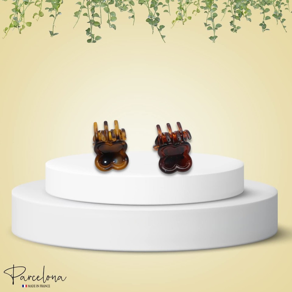 Parcelona French Petunia Mini 1” Celluloid Set of 2 Hair Claw Clips for ...