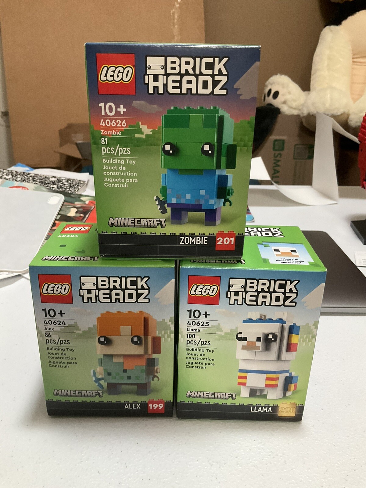 LEGO BrickHeadz Llama 40625, Zombie 40626, Alex 40624 Minecraft ,Set of ...