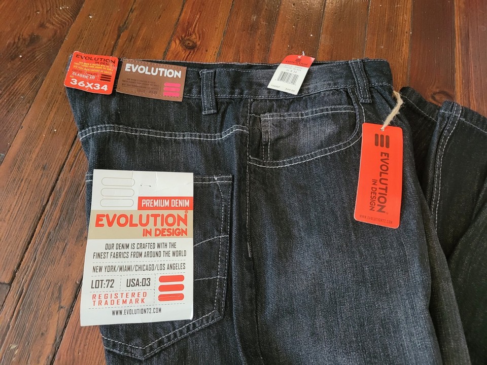 NEW Evolution In Design Jeans Mens 36x34 33.5 In Inseam Black Premium ...