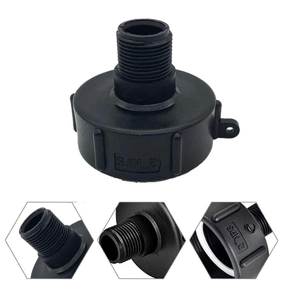 Black HDPE IBC Tote Tank Drain Adaptor 2 NPT x Hose Bib With Sealing ...