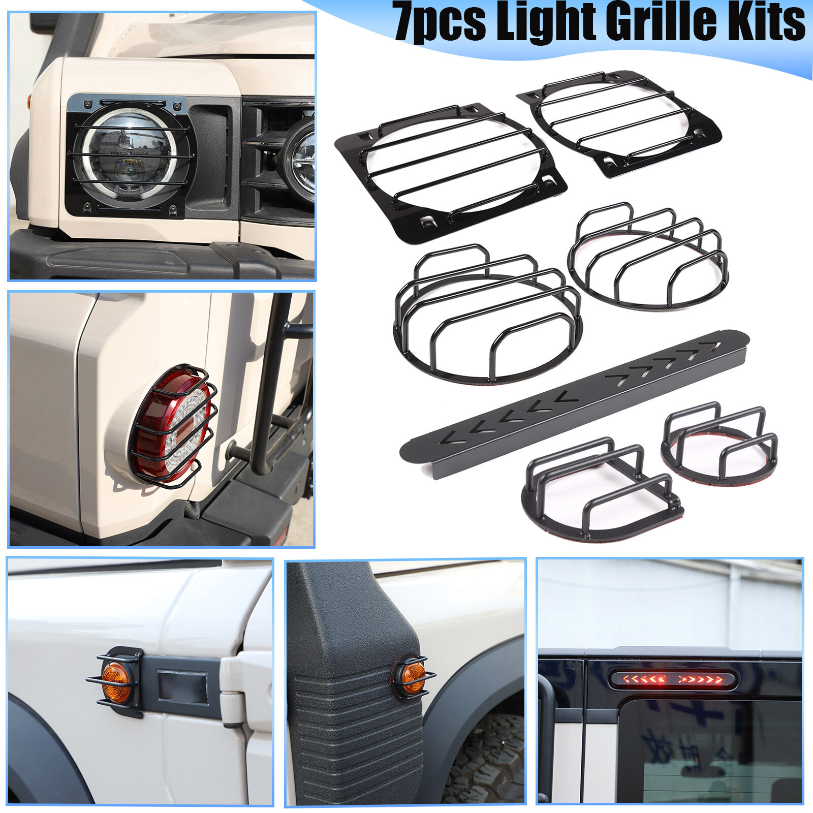 Grille Kit + Front Rear High Brake Head Light Surround Trim For Ineos ...