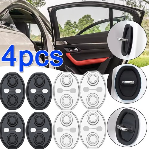 4PC Car Door Lock Protective Cover Silicone Shockproof Cushion Trim ...