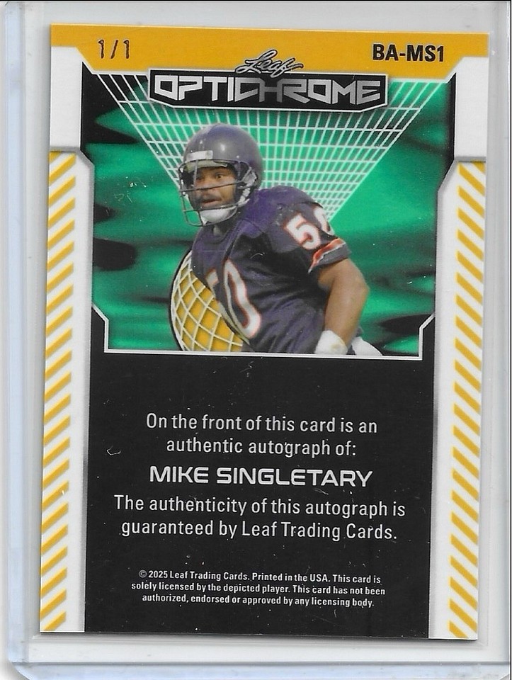 Mike Singletary 2025 Leaf Optichrome SP Auto Autograph 1/1 Bears | eBay