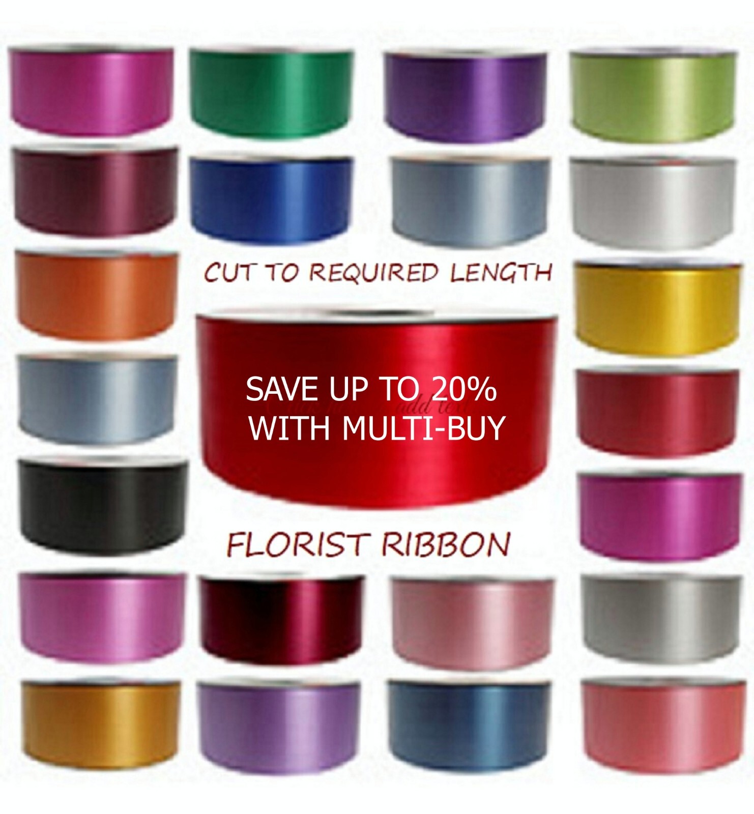 FLORIST POLY RIBBON Wedding Car Cakes funeral WREATH CRAFTS CHRISTMAS ...