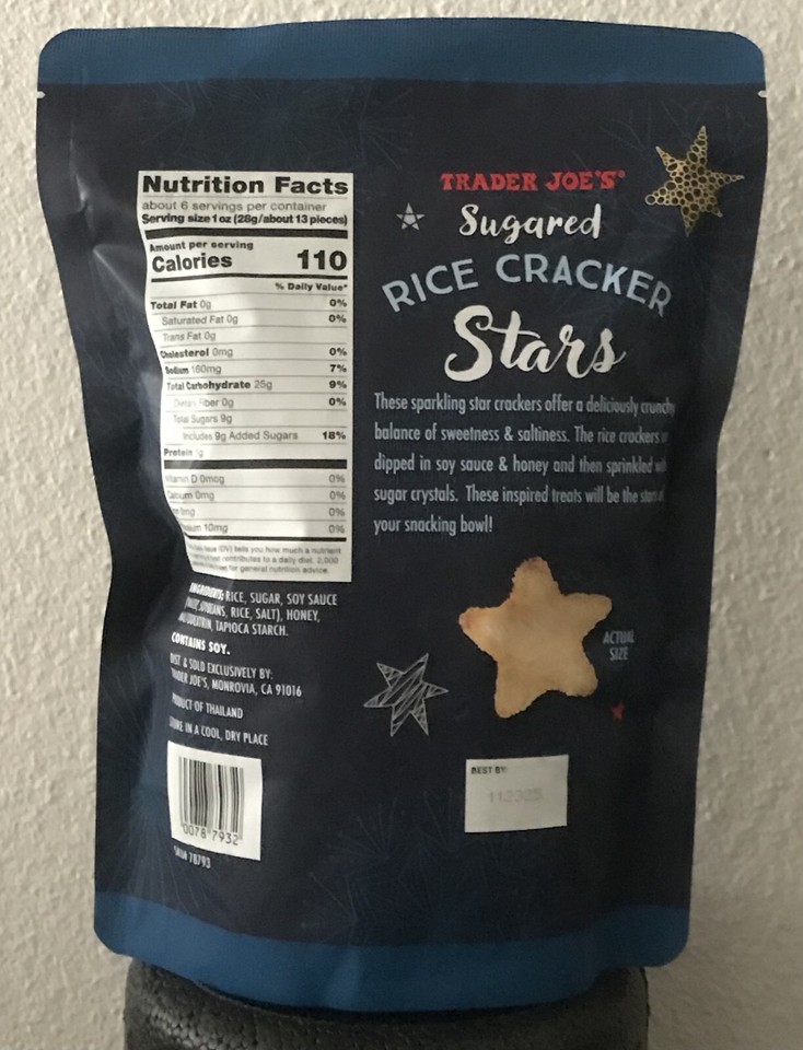 Trader Joe's Sugared Rice Cracker Stars Snack 6.35 oz. Limited Seasonal ...