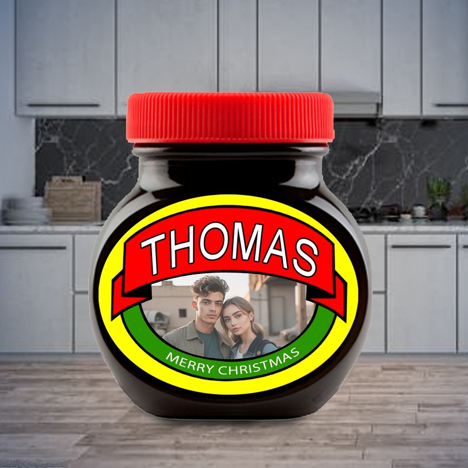 Photo Personalised Customised MARMITE Bottle Sticker Wrapper Jar Label ...