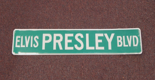 ELVIS PRESLEY BLVD Street Sign Green w White Letters Tin Metal 24" x 5 ...