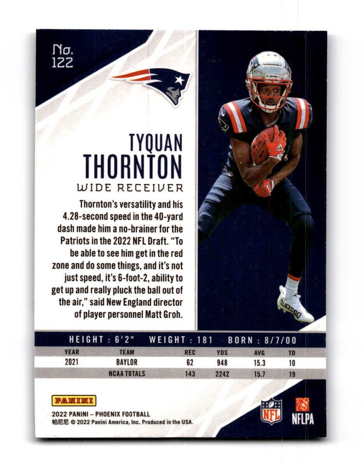 2022 Panini Phoenix Tyquan Thornton RC 122 | eBay