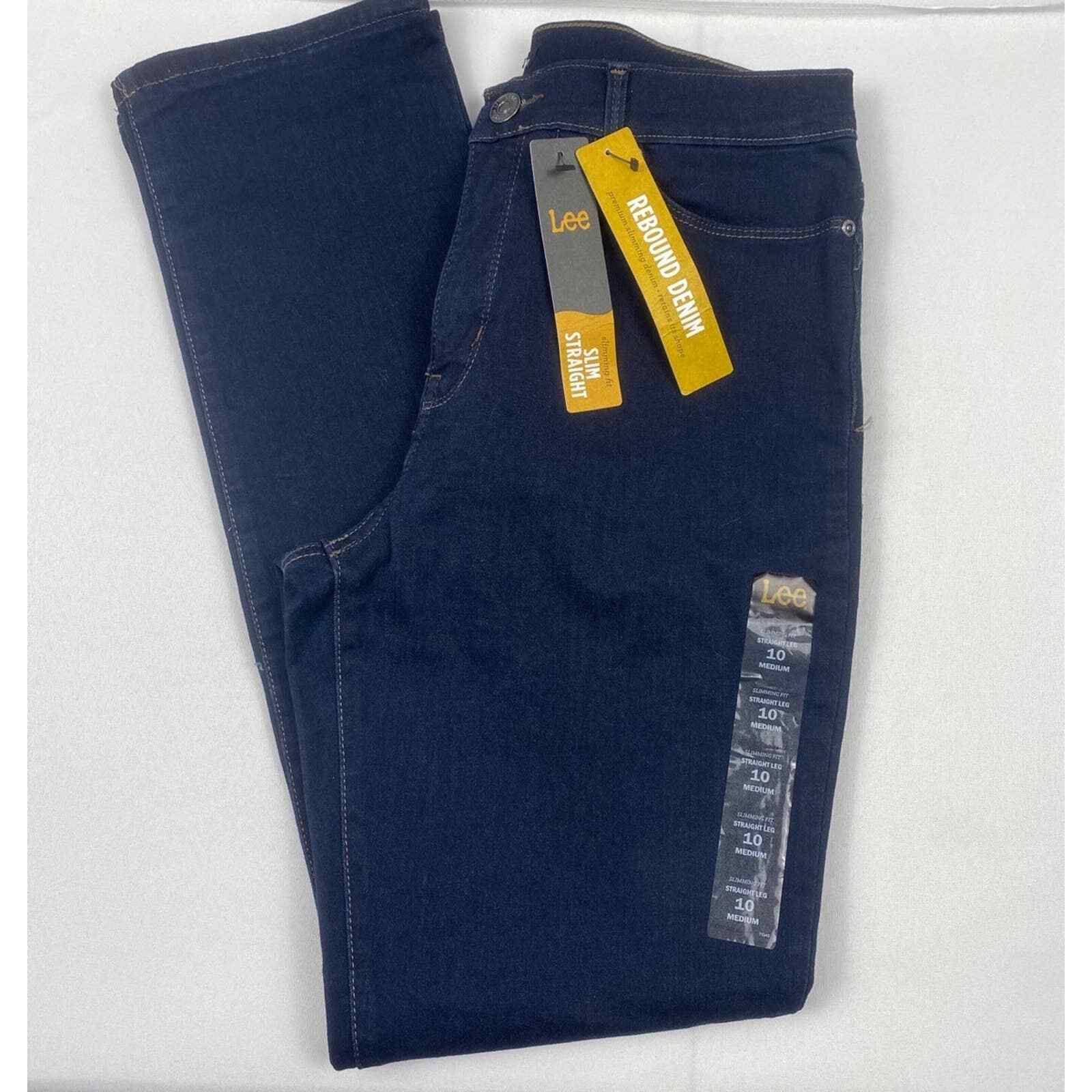 Women's Lee Slim Straight Slimming Fit Blue Jeans 3517886 10 M Midnight ...