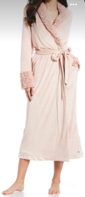 New Irelax Luxe Velvet Faux Fur Wrap Long Plush Bath Robe Womens Size ...