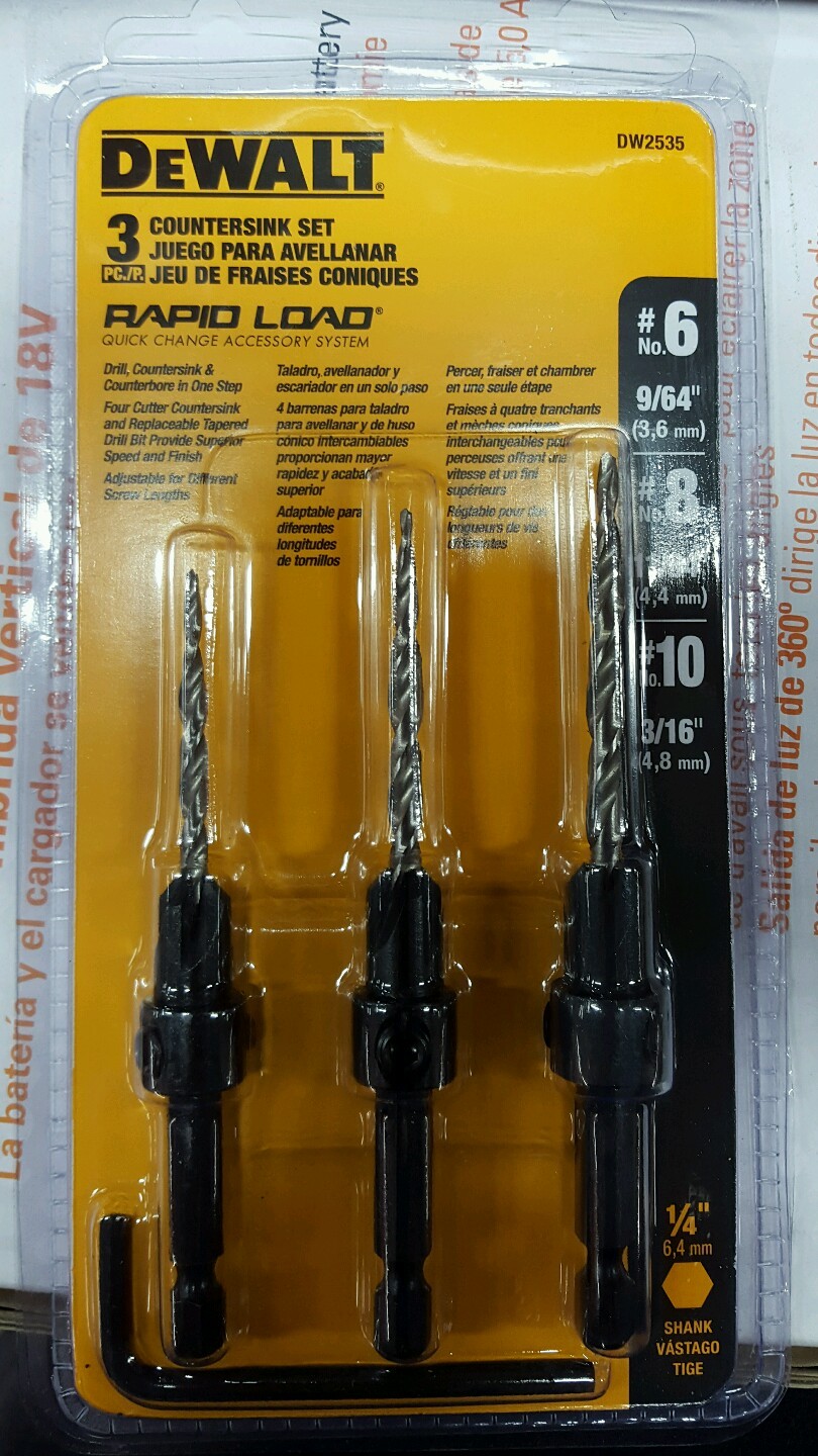 DEWALT DW2535 #6, #8, #10 Countersink 3-Piece Set Drill Bits Free ...