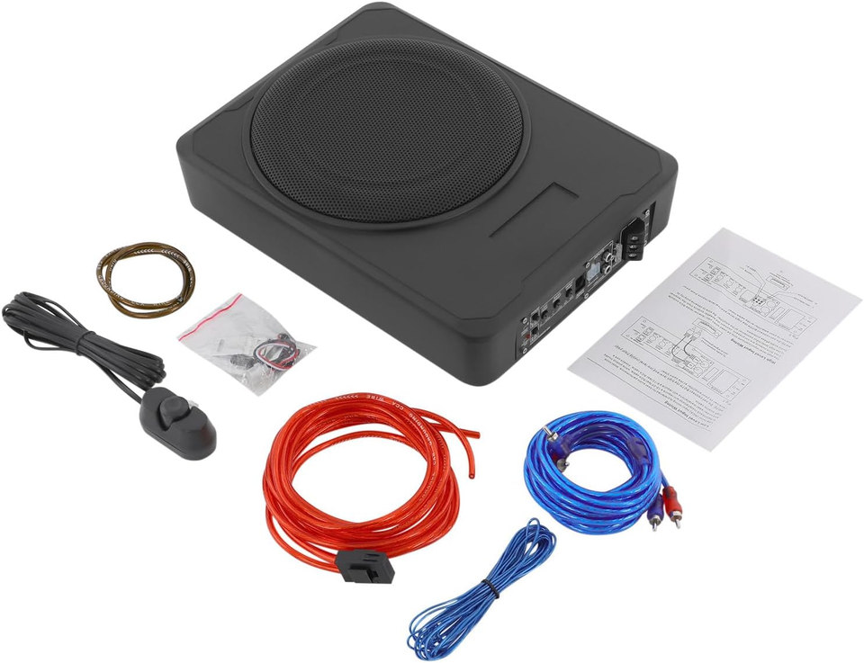 10" 600W Slim Under-Seat Subwoofer Powered Car Truck Sub w/ Amp Kit ...