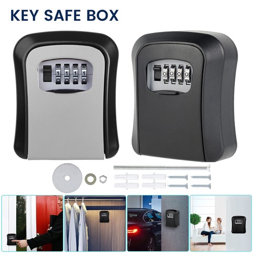 4Digit Combination Lock Wall Mounted Key Safe Storage Box Security Home ...