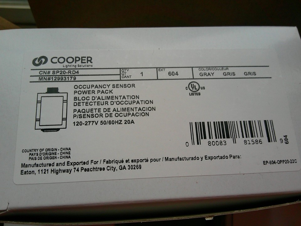 *BOX OF 10* NEW Cooper SP20-RD4 Occupancy Sensor Switch Power Pack 120 ...