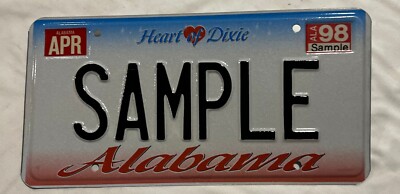 LICENSE PLATES COLLECTOR SAMPLE ALABAMA 1998 | eBay