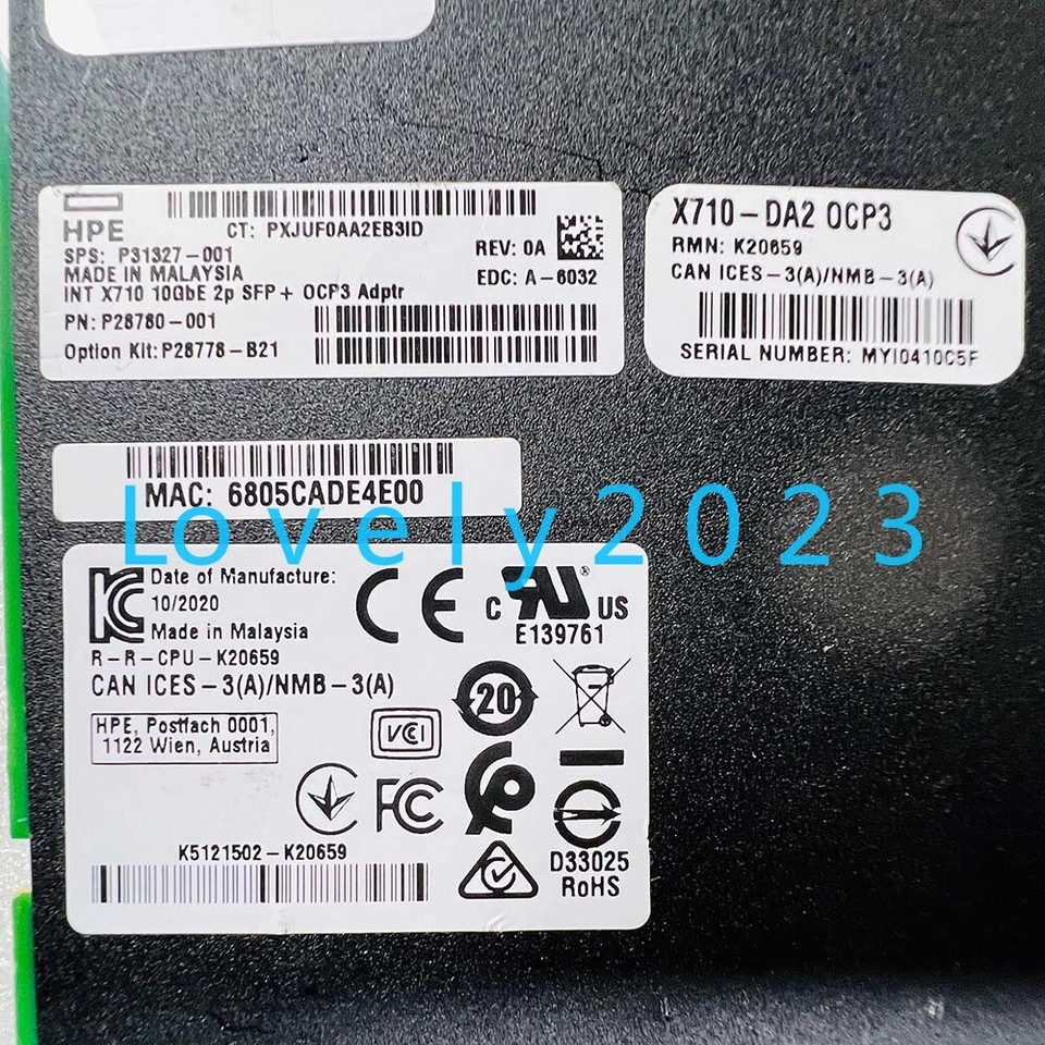 1pc used HPE P28778-B21 P31327-001 P28780-001 X710DA2 OCP3 network ...