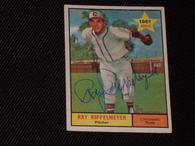 RAY RIPPELMEYER 1961 TOPPS SIGNED AUTOGRAPHED CARD #276 CINCINNATI REDS ...