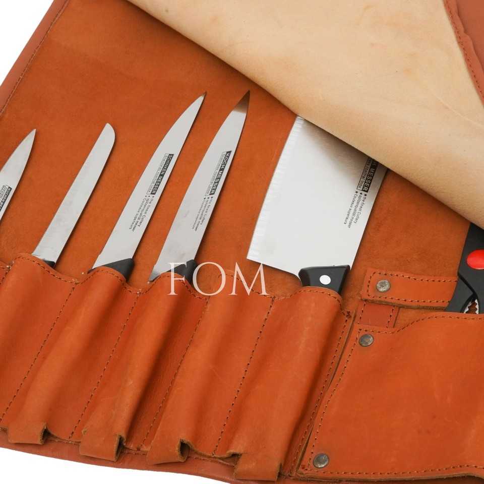 Leather Knife Roll Bag Chef Knife Storage Case Kitchen Portable Storage ...
