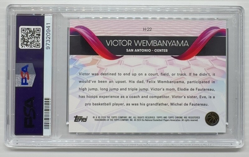 2023-24 Topps Chrome Victor Wembanyama Helix SP Rookie RC #H22 PSA 10 ...