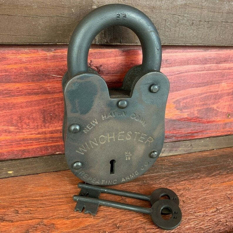 Winchester Repeating Arms Cast Iron Lock & Keys With Antique Finish (3 ...