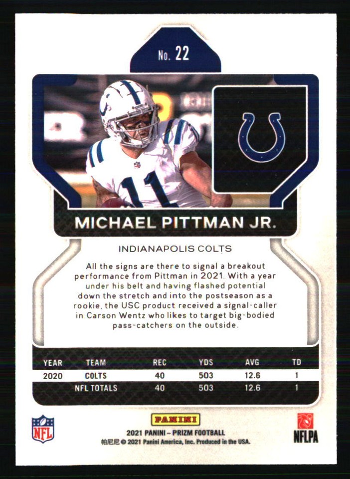 Michael Pittman Jr. 2021 Panini Prizm #22 FOOTBALL Card | eBay