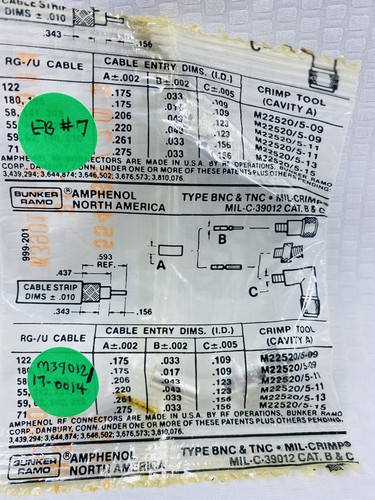 AMPHENOL M39012/17-0014 Electronic RF Connector *NEW* 1 pc. (EB#7) | eBay
